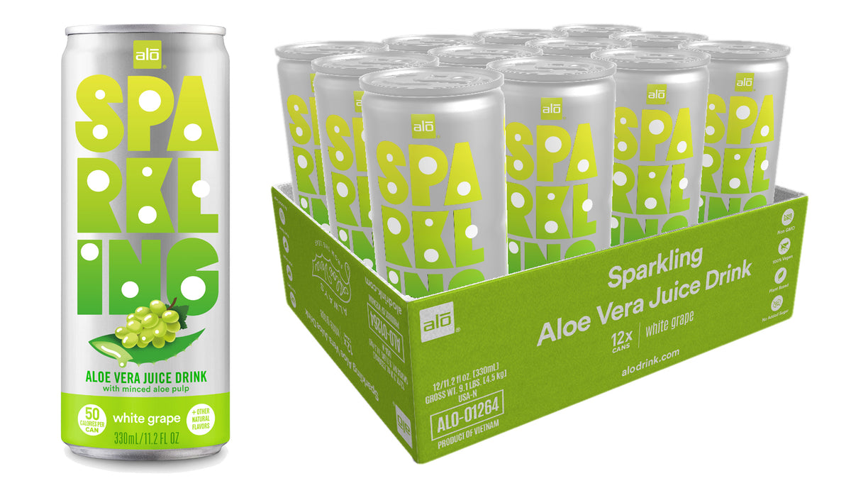 ALO Sparkling White Grape Carbonated Aloe Vera Juice Drink | 330ml, Pa ...